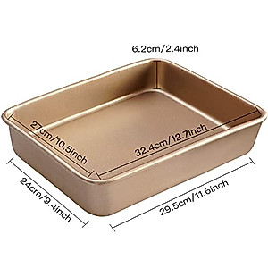 2 Pack Baking Sheet Pans, Deep Size Baking Pan Nonstick Cookie Sheet Brownie Cake Pan Bread Pan Toaster Oven Tray Bakeware, 12.7x10.6x2.4 Inches, Easy Clean & Food Safe (12.7 x 10.6 x 2.4)