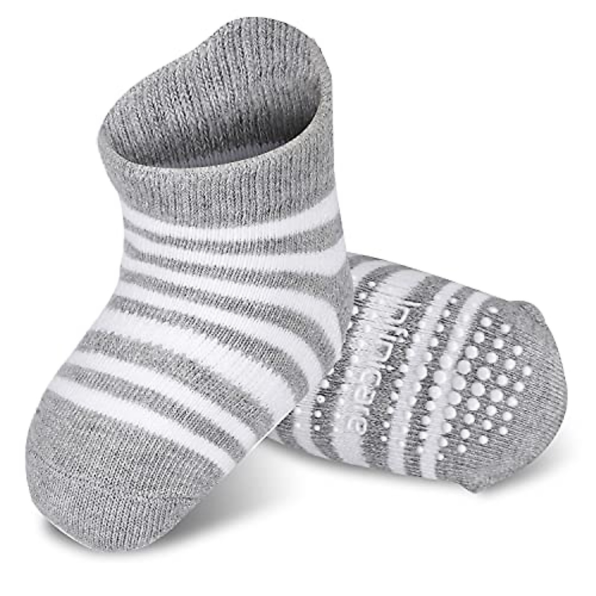 Infinicare Non-Slip Grip Baby Socks - Anti Skid Infant Baby Ankle Socks Low Cut for Infants Toddlers Kids Girls Boys (6-12 Months)