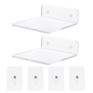 Zerodeko 1 Set of Transparent Home Storage Racks Acrylic Floating Bookshelves Acrylic Wall Hanging Racks Acrylic Ledge Shelf Sundries Racks for Home and Office
