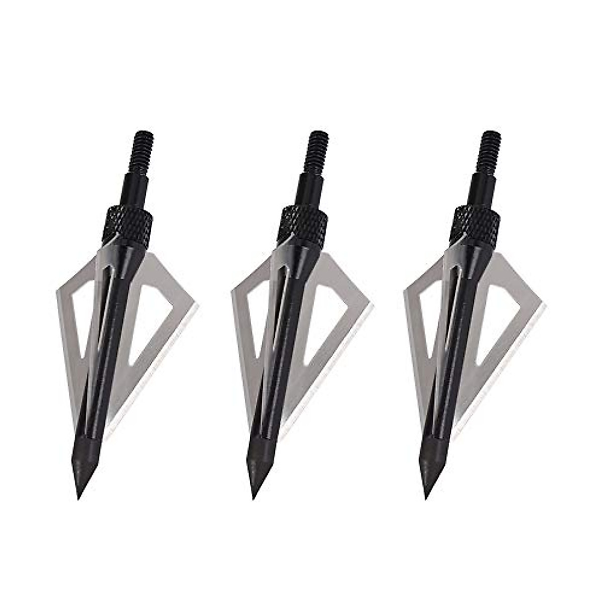 Hunting Broadheads, 12PK 3 Blades Archery Broadheads 100 Grain Screw-in Arrow Heads Arrow Tips for Crossbow and Compound Bow Black(Pack of 12)