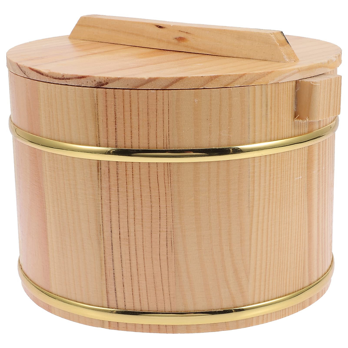 Rice Bowl Rice Bucket Wood Cooking Steamer: Wooden Steamed Cask Sushi Rice Cooling Bowl Rice Bowl Rice Cooking Tub with Lid for Home Restaurant Rice Sushi Bowl 18cm Rice Steamed Bucket