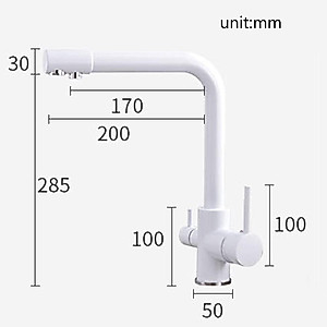 Sink Taps Kitchen Faucet 3 Way Brass 360° Rotation Hot and Cold Water Drinking Water 3 in 1 Kitchen Sink faucets White