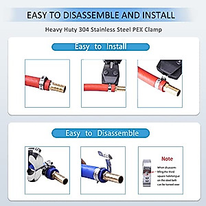 TOWN STORY PEX Hose Clamps, 100Pcs Pex Crimping Clamps,50Pcs 1/2 Inch and 50Pcs 3/4 Inch Pex Cinch Clamp 304 Stainless Steel, for PEX Tubing PEX Pipe Fitting Connections