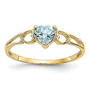 IceCarats 14K Yellow Gold Blue Aquamarine Heart Love Ring March Birthstone Jewelry Size 7