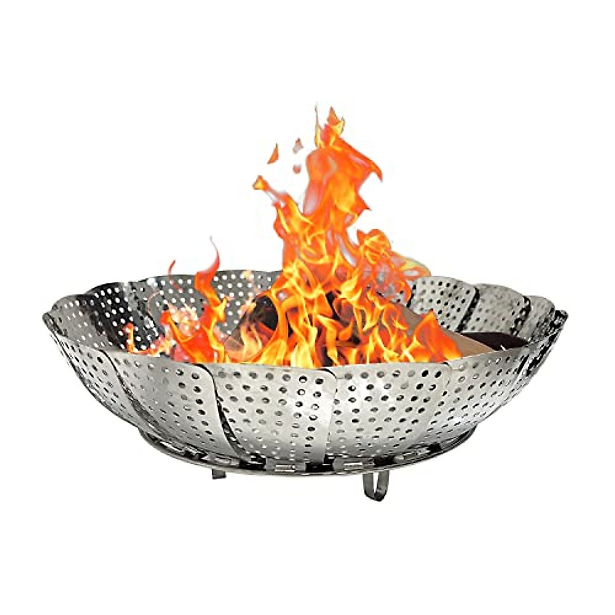Portable Folding Fire Pit for Camping 11 inch Small Mini Firepit Round Collapsible Fire Bowl Wood Burning Stainless Steel Cheap Outdoor Backyard Outside Camp Hiking Travel Beach