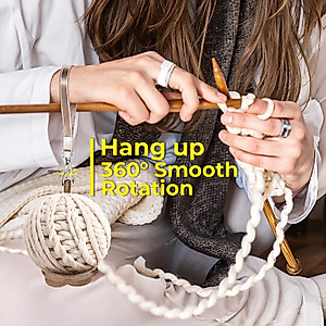 cobee Portable Wrist Yarn Holder for Crocheting,Wooden Crochet Yarn Ball Minder Stand with Adjustable Lanyard Crossbody,Yarn Spinner for Preventing Yarn Entanglement Gifts for Craft Lover Knitting