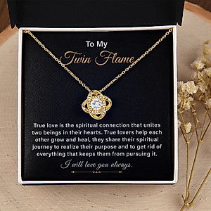 Jewelayer To My Twin Flame Love Knot Necklace, Twin Flame Spiritual Gift Present For Twin Flame, Twin Flame Gift Necklace To Girlfriend/Soulmate Twin Flame Jewelry
