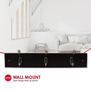 Home Basics Durable 3-Double-Hooks Wall Mounted Hanging Rack (Brown) | Place in Entry Way | Hanging in a Garage | Store Essentials Before You Leave The House