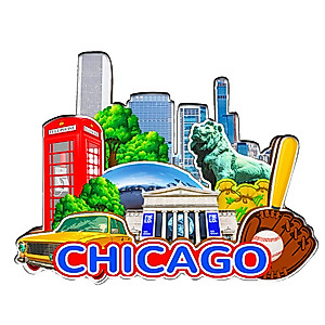 Chicago Illinois USA Magnet Fridge Magnet Wooden 3D Landmarks Travel Collectible Souvenirs Decoration Handmade-1090
