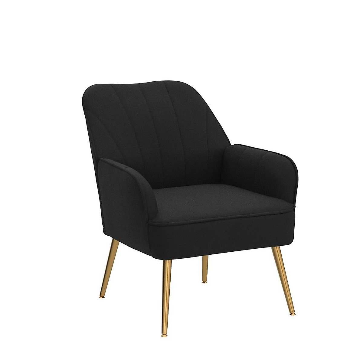 HANLIVES Accent Chair Set of 2,Modern Mid Century Velvet Sherpa Armchair,Comfy Arm Chair for Living Room Bedroom Office Waiting Room,Barrel Chairs(Black*2)