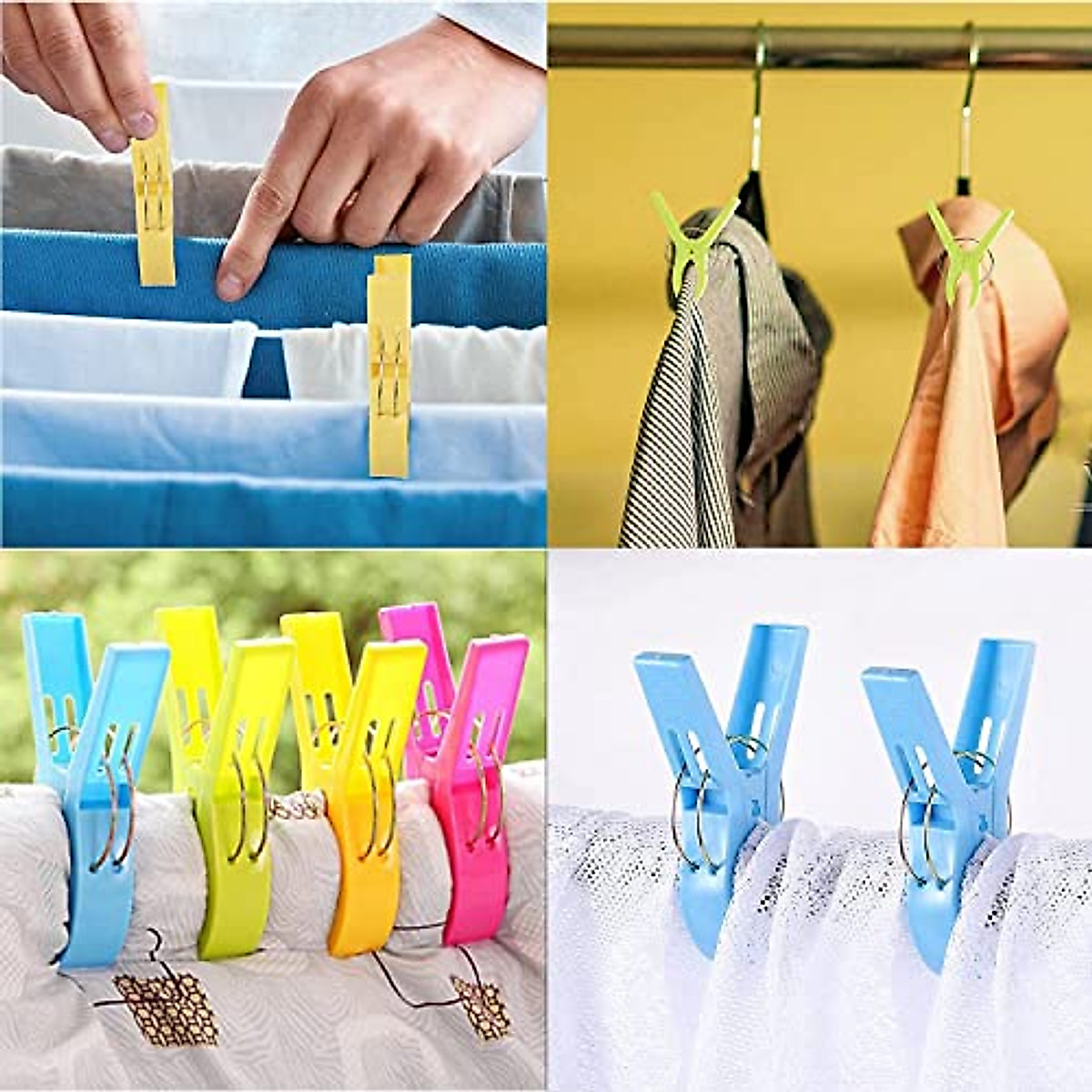 Beach Towel Clips 4.6 inch Big Plastic Clothes Pins Pool Chairs Clothespins for Towels Sheets (Pack of 16)