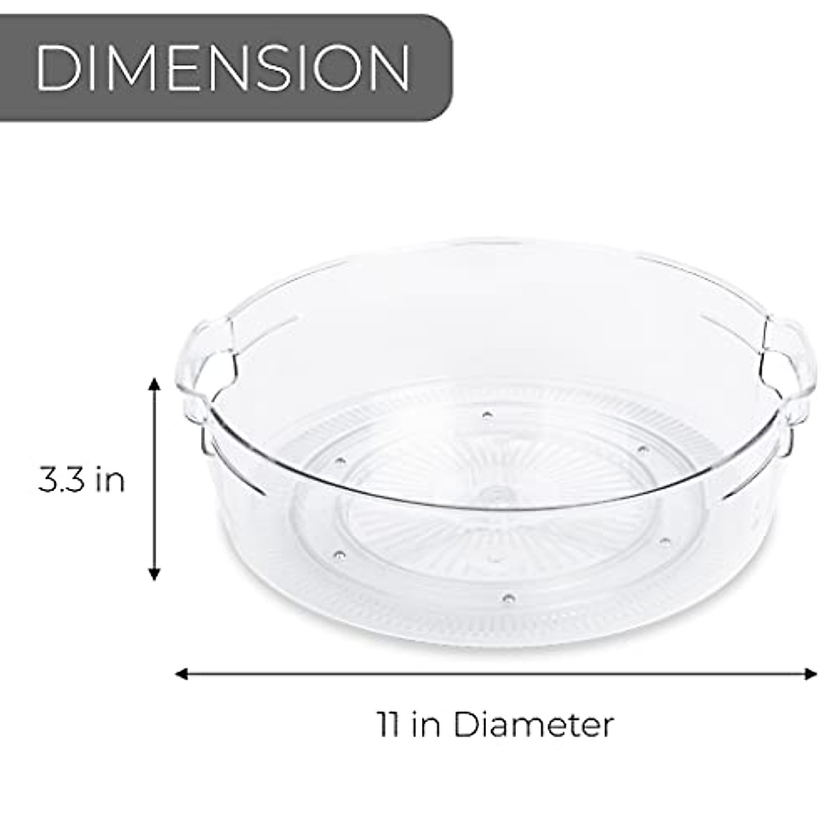Smart Design Set of 2 Turntable Lazy Susan Spinning Organizer - 11.5 inch - BPA Free Plastic Resin - Fridge, Freezer, Cabinet, Food, Spices, Pantry - Clear