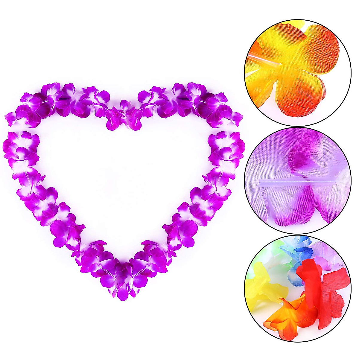 GINMIC Hawaiian Leis, Luau Party Favors,64Pcs Tropical Hawaiian Party Necklace,Hawaiian Plumeria Flower Hair Clip,Headbands and Wristbands, For Kids or Adults Party Supplies, Birthday, Wedding