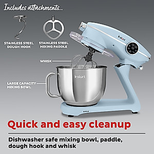 Instant Pot Stand Mixer Pro,600W 10-Speed Electric Mixer with Digital Interface,7.4-Qt Stainless Steel Bowl,From the Makers of Instant Pot,Dishwasher Safe Whisk,Dough Hook and Mixing Paddle,Blue