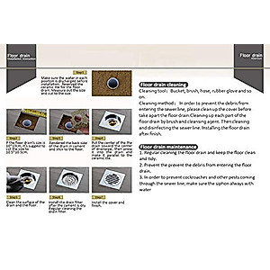 Antique Brass Body Square Floor Drain Hair Catcher Tile Insert Non Slip Shower Drain Cover Embedded for Bathroom Home Hotel Toilet,Removable Flat Cover (Gold)