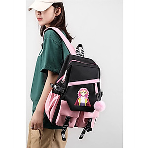 XIXISA 17 INCH Nezuko Laptop Backpack Kanroji Mitsuri Backpacks (Pink -Kanroji)