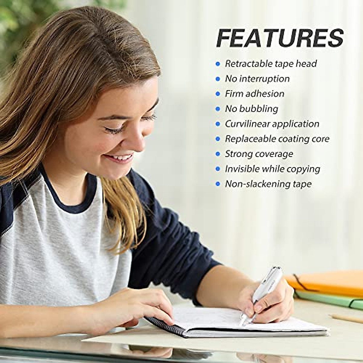 BITOSEE Refillable Retractable Quick Dry White Out Correction Tape,Mini Small Japan Aesthetic Cute White Out, with Easy to Use Kawaii Pen Shaped Applicator,for School Office Students Kids Supplies.
