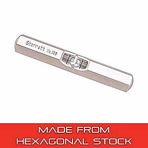 Starrett Pocket Level with Main Vial - Ideal for Machine Shop and Tool Room Use - 2-1/2" (63mm) Length, Satin Nickel-Plated Finish, Hexagon Stock with Convex Ends - 135A