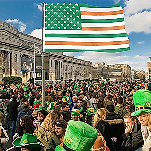 Probsin St Patricks Day Decorations Flag 3x5 Ft Banner Double Printed Irish Flag Holiday Shamrocks Clover Party Supplies Yard Signs Home Decor Funny Hanging Green Poster Welcome Photo Backdrop with Brass Grommets for Indoor Outdoor Garden Lawn Garage Hous