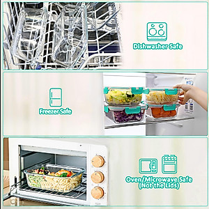[80 oz & 36 oz]Extra Large Glass Food Storage/Baking Containers Set with Locking Lids, 2 Pack 80 oz(10 cup)&2 Pack 36 oz (4.5 cup)Airtight Glass Container,Microwave,Oven,Freezer and Dishwasher