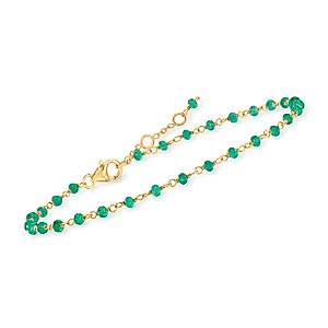 Ross-Simons Green Chalcedony Anklet in 18kt Gold Over Sterling. 9 inches