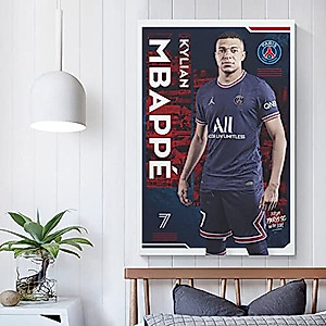 Kroity Paris Saint-Germain Football Stars Kylian Mbappe Poster Canvas Wall Art Room Decor (Unframed) 12in×18in (Mbappe), White