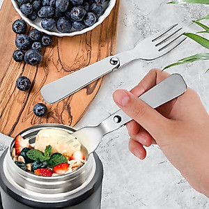 2pcs Replacement Fork for Thermos, Stainless Steel Foldable Folding Portable Serving Forks Compatible with Thermos Funtainer 10oz Food Jar for Outdoors Picnic Travel Tableware