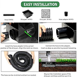 Upgraded Gutter Downspout Extensions Flexible, No Dig Catch Basin Downspout Extension with Leak-Proof Splash Block Kit,Extendable from 1.34’ to 5.1’