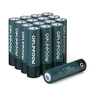 Deleepow AAA Rechargeable Batteries, High Capacity 1100mAh NiMH AAA Battery 1200 Cycles 1.2v Pre-Charged Triple A Batteries, Low Self Discharge, Pack of 16