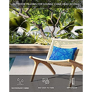 Recliner Head Pillow Ledge Loungers Chair Pillows with Insert Abstract Mystic Mottled Blue Tree Shadow Lumbar Pillow with Adjustable Strap Outdoor Waterproof Patio Pillows for Beach Pool, 2 PCS