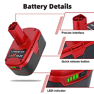 Upgraded 2 Pack 6000mAh 19.2V C3 Replacement Battery Compatible with Craftsman 19.2 Volt Battery Lithium-ion DieHard 315.115410 315.11485 130279005 1323903 120235021 11375 11376 Cordless Tools (Red)