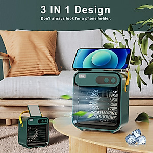 TVOVT Multifunction Portable Air Conditioner: 3-IN-1 Desige USB Powered Desktop Cooler Fan with 2 Spray Modes and 3 Wind Speeds for Home and Office, with Silicone-ice-Tray and Foldable-Funnel