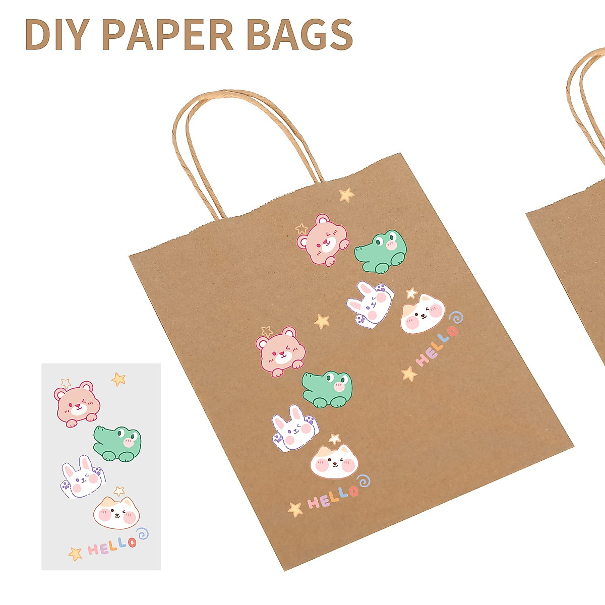 Toovip 100 Pack 8x4.75x10 Inch Medium Plain Brown Kraft Paper Bags with Handles Bulk, Gift Wrap Bags for Favors Grocery Retail Party Birthday Shopping Business Goody Craft Merchandise Take Out Sacks