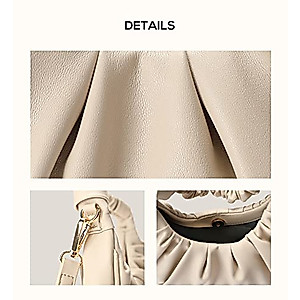 Women'S Ruched Hobo Handbag, Trendy Sofii Shoulder Bag, Small White Purse