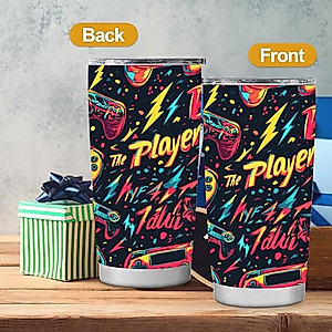 FOCIUZTA 20oz Bold Gaming Tumbler with lid, Travel Coffee Cup, Ideal for Easter, Gaming Enthusiast, Mother Day, and birthday gifts