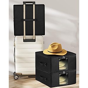 Teraves Large Hat Box for Women Storage, Sturdy Cowboy Hat Box Hat Travel Case, Stackable Hat Storage Box, Space Saver Hat Organizer for Closet, Black