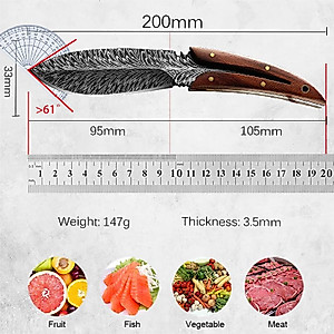 Multi-Purpose Kitchen Knife Hunting Knife Feather Pattern Knife With Sheath Stainless Steel Fruit Knives Outdoor Camping Knife