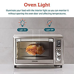 COSORI Air Fryer Toaster Oven, 12-in-1 Convection Ovens with Rotisserie & Dehydrator, Stainless Steel, 6-Slice Toast, 100 Recipes & 6 Accessories Included, Work with Alexa, CS130-AO