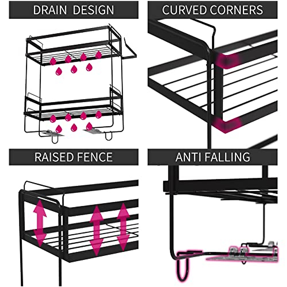 STILLDIO Bathroom Over The Toilet Storage Shelf 2-Tier Bathroom Storage Organizer Metal Basket Cabinet with Paper Holder Home Space Saving