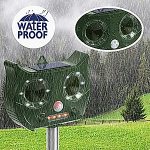 WQBK Animal Outdoor Solar Powered Device with Independent Audible Alarm Speaker- Effectively Scares Away Cats, Dogs, Squirrels, Deer, Raccoon, Groundhog, Skunk, Birds etc