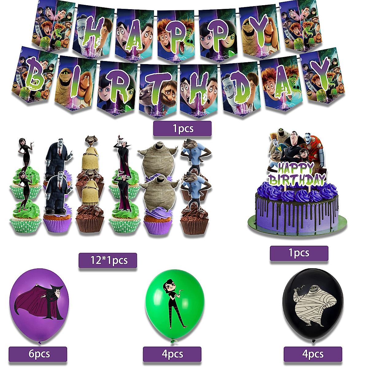 Birthday Party Supplies, Party Decorations Set Includes Happy Birthday Banner,Balloons, Cake Toppers and Cupcake Toppers for Kids Gift Birthday Party