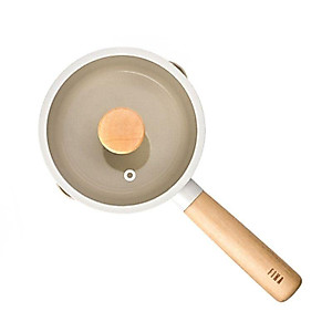 NEOFLAM FIKA Milk Pan for Stovetops and Induction | Wood Handle and Glass Lid | Made in Korea (6" / 1.5qt)