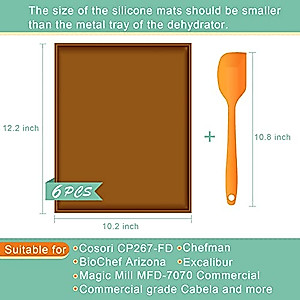 6PCS Silicone Dehydrator Sheets - Nonstick fruit leather trays for dehydrator with Silicone Scraper Compatible with Cosori CP267-FD High Temperature Resistance Reusable for Fruits Meat Vegetables Herbs