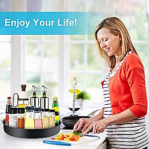 Lazy Susan Organizer Turntable Organizer Stainless Steel Spice Rack Organizer Kitchen Lazy Susan for Cabinet Fridge Pantry, Rotating Spice Rack Condiment Organizer (12.4IN)