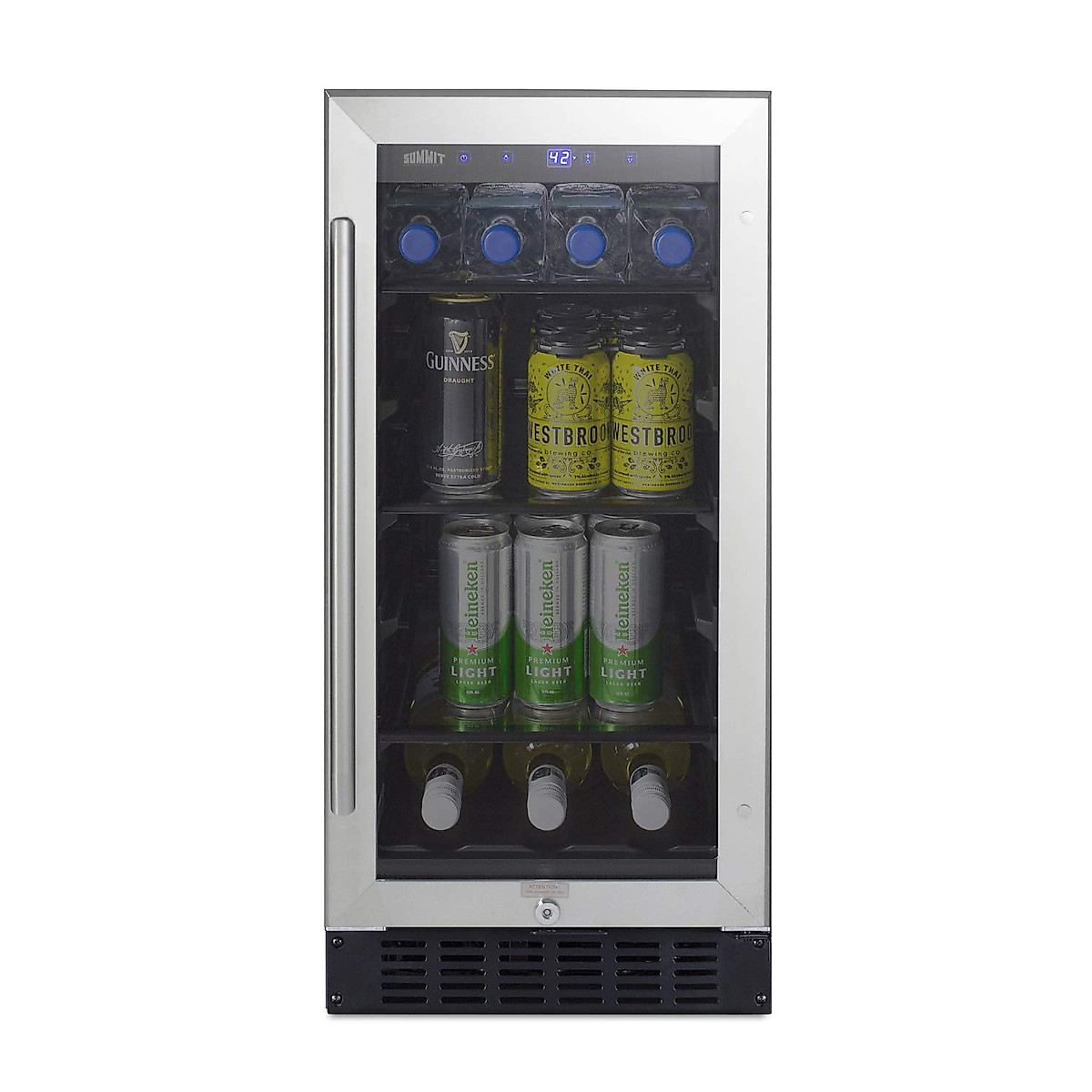 Summit Appliance ALBV15 ADA Compliant 15" Wide Built-in Undercounter Beverage Center for Home or Commercial Use with Glass Door, Automatic Defrost, Lock, Digital Thermostat and Black Cabinet