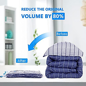 Vacuum Storage Bags, 80% More Space Saver Bags, 6 Pack Vacuum Compression Storage Bags for Comforters, Clothes, Blanket, Bedding, 6Pack 60x80cm