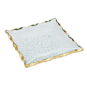 Godinger Harper Dessert Plates - Clear Crystal Trimmed in Gold - Set of Four