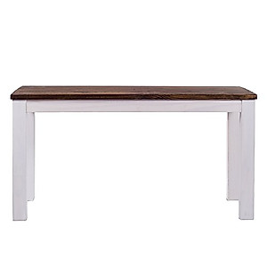 B.R.A.S.I.L.-Möbel TableChamp Dining Table Set for Four Rio Pine with Bench and Two Chairs Oak Antique White Solid Wood