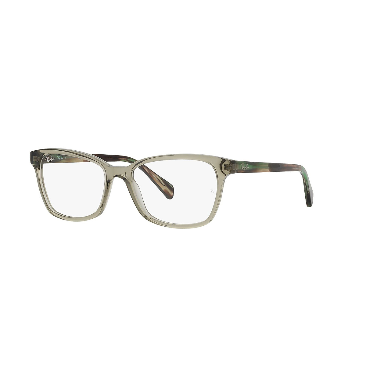 Ray-Ban RX5362 Square Prescription Eyewear Frames, Transparent Green/Demo Lens, 52 mm