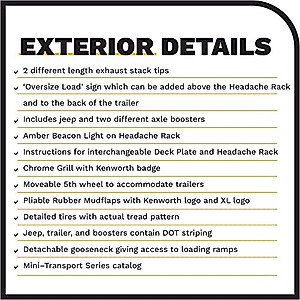 Diecast Masters Kenworth T880 SFFA Tractor Truck - Red | Day Cab with XL 120 Low-Profile HDG Trailer | Outrigger Style with Jeep & 2 Boosters | 1:50 Scale Model Semi Trucks | Diecast Model 71061